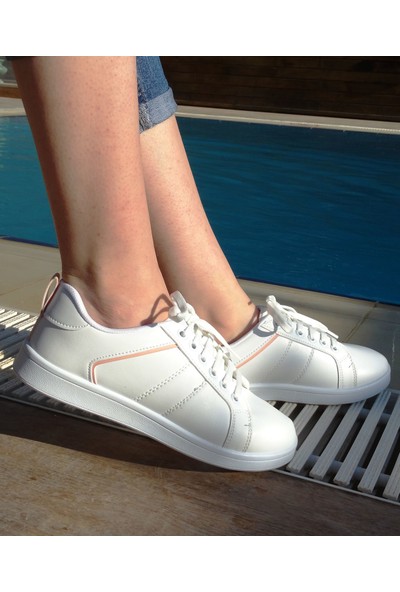 Sonex Kadın Beyaz Sneaker Suni Deri Spor Ayakkabı