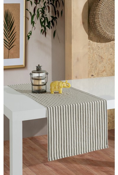 Wellstil Haki Çizgili Otantik Keten Runner Wellstil Haki Çizgili Otantik Keten Runner