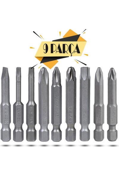 Badem10 Izeltaş-Klytek Matkap Bits Uç Vidalama Ucu Düz Yıldız Torx Uç (9 Parça) Badem10 Izeltaş-Klytek Matkap Bits Uç Vidalama Ucu Düz Yıldız Torx Uç (9 Parça)