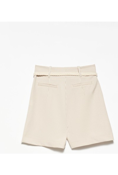 Dilvin 4814 Örgü Kemerli Şort-Taş