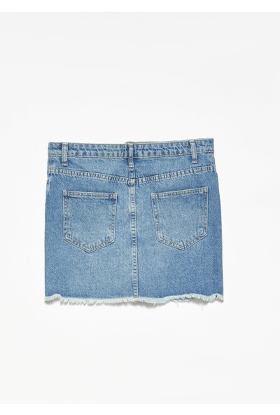 Dilvin 8233 Asimetrik Mini Etek-Mavi