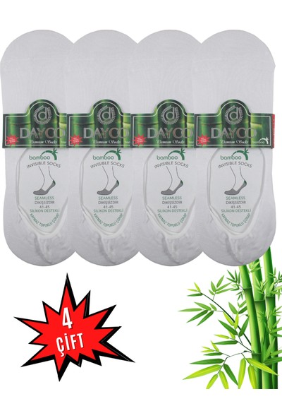 Dayco Erkek Bambu Premium Babet Çorap 4'lü Set Beyaz Dayco Erkek Bambu Premium Babet Çorap 4'lü Set Beyaz