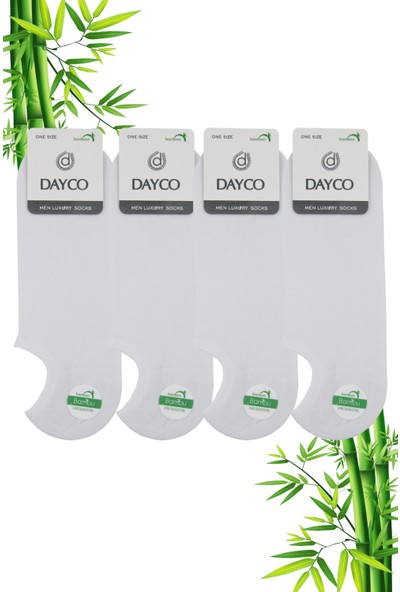 Dayco Premium Bambu Sneakers Görünmez Spor Çorap 4'lü Beyaz