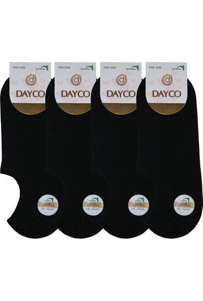 Dayco Bayan Premium Bambu Sneakers Görünmez Spor Çorap 4'lü Siyah