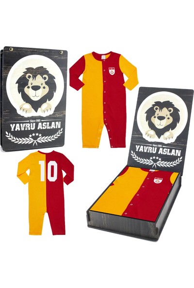 Galatasaray Orijinal Uzun Kol Bebek Body Tulum Ahşap Kutulu