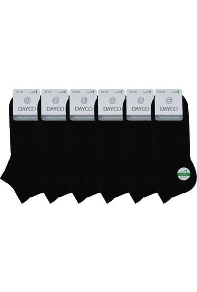 Dayco Bambu Erkek Premium Patik Siyah Çorap 6'lı Set