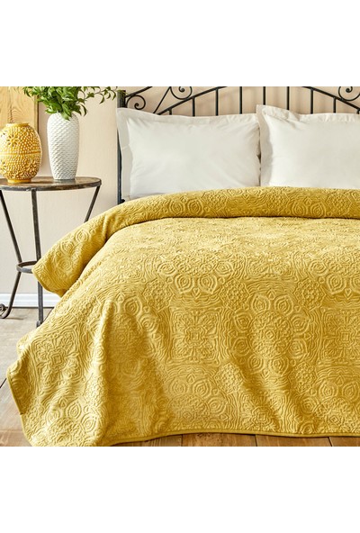 Karaca Home Scala Hardal Çift Kişilik Embosy Battaniye Karaca Home Scala Hardal Çift Kişilik Embosy Battaniye