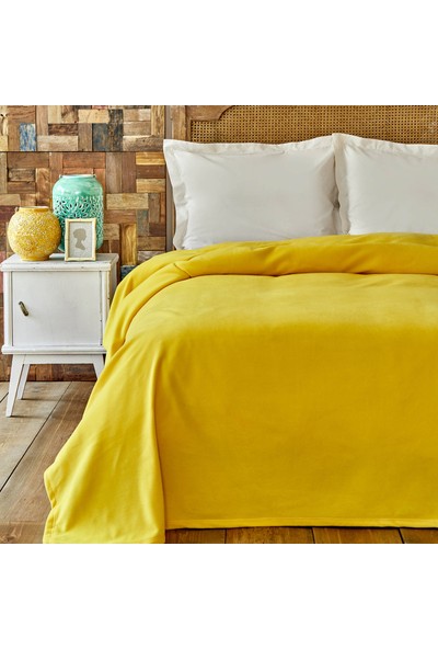 Karaca Home Puffy Sarı Çift Kişilik Polar Battaniye