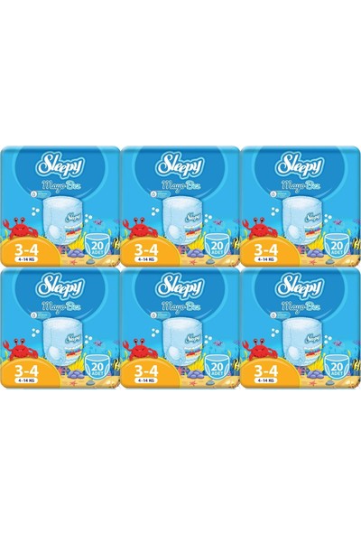 Sleepy Mayo Bebek Bezi Beden:3-4 (4-14 kg) Maxi 120'li
