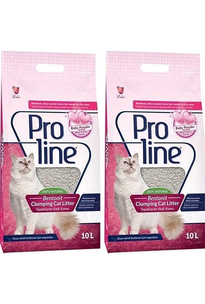 Pro Line Bebek Pudralı Bentonit Topaklaşan Kedi Kumu 2X10 Lt Pro Line Bebek Pudralı Bentonit Topaklaşan Kedi Kumu 2X10 Lt