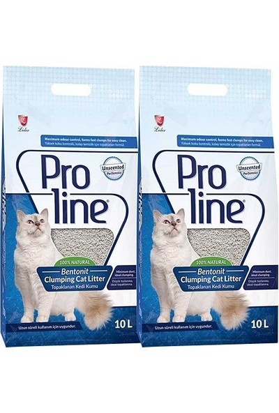 Pro Line Parfümsüz Bentonit Topaklaşan Kedi Kumu 2X10 Lt