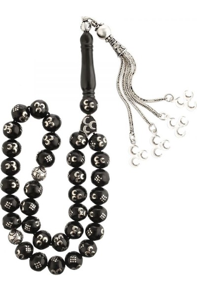 Tesbihcibaba Gümüş Üçhilal Işlemeli Oltu Taşı Tesbih TB1333 Tesbihcibaba Gümüş Üçhilal Işlemeli Oltu Taşı Tesbih TB1333