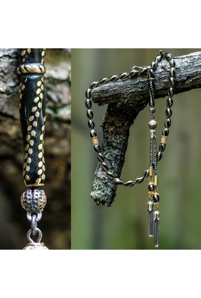 Tesbihcibaba Pirinç Kakmalı Oltu Taşı Tesbih TB3349