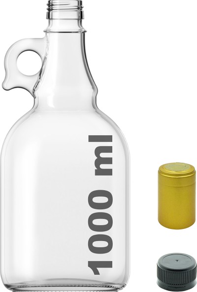Afracam Galon Şeffaf 1000 ml Kilitli Kapaklı ve Kapüşonlu Boş Cam Şişe Afracam Galon Şeffaf 1000 ml Kilitli Kapaklı ve Kapüşonlu Boş Cam Şişe