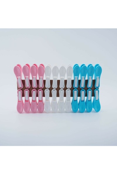 pobi Çamaşır Mandalı Iz Yapmaz Yaysız Plastik Mandal 24 Adet