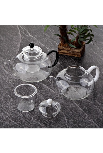 Tohana 1000ML. Ateşe Dayanıklı Süzgeçli Cam Demlik - Siyah Saplı Tohana 1000ML. Ateşe Dayanıklı Süzgeçli Cam Demlik - Siyah Saplı