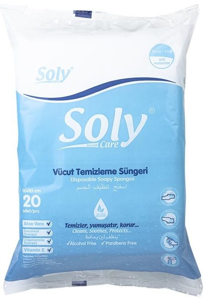Soly 6 Adet Şampuanlı Hasta Vücut Temizleme Süngeri Soly 6 Adet Şampuanlı Hasta Vücut Temizleme Süngeri