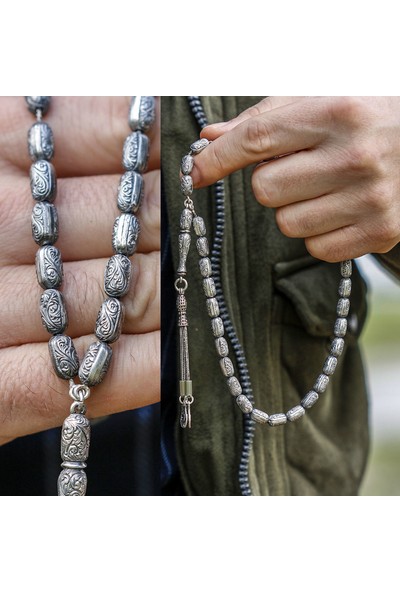 Tesbihcibaba Erzurum Kalem Işleme 925 Ayar Gümüş Tesbih TB9157 Tesbihcibaba Erzurum Kalem Işleme 925 Ayar Gümüş Tesbih TB9157