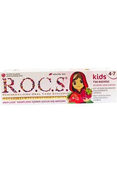 Rocs Kids 4-7 Yaş Ahududu Çilek Aromalı Çocuk Diş Macunu 35 ml