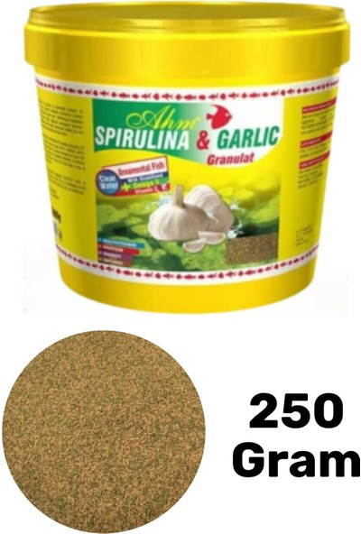 AHM Spirulina Garlic Sarımsaklı 250 gr Balık Yemi AHM Spirulina Garlic Sarımsaklı 250 gr Balık Yemi