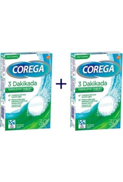 Corega Diş Protezi Temizleyici Tablet 30 Lu - 2 Adet Corega Diş Protezi Temizleyici Tablet 30 Lu - 2 Adet