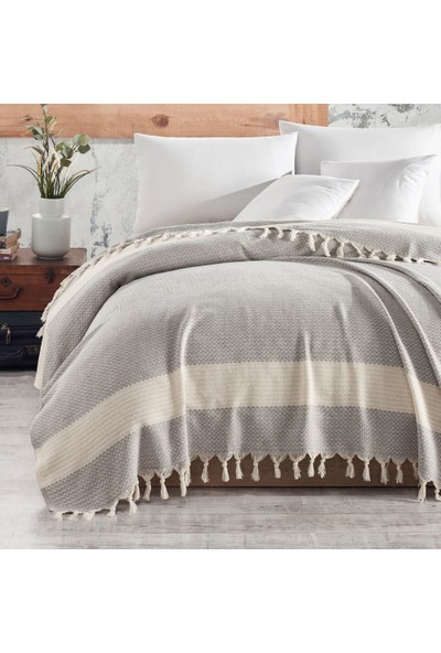 Şilay Home Şilay Çift Kişilik Pike Çizgili Açık Gri Renk