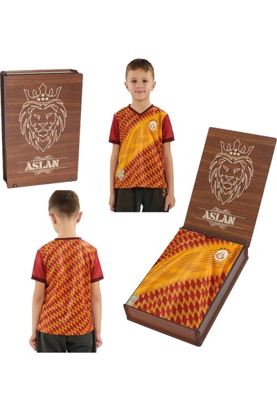 Galatasaray Orijinal Lisanslı Omuz Omuza Çocuk Tshirt Hediyelik Ahşap Kutulu