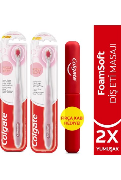 Colgate Foamsoft Diş Eti Masajı Yumuşak Diş Fırçası x 2 Adet + Diş Fırçası Kabı