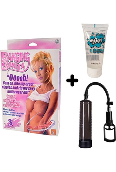 Pretty Love Bonita 3 Işlevli Şişme Bebek + Penis Vakum Pompası + Jel