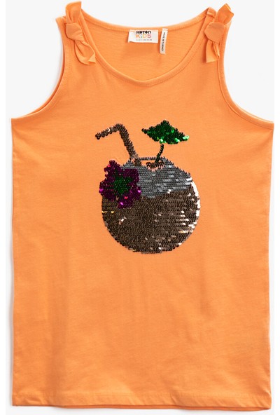 Koton Kız Çocuk Pullu Atlet Pamuklu Bisiklet Yaka