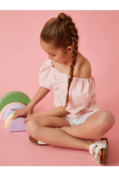 Koton Çizgili Bluz Balon Kollu