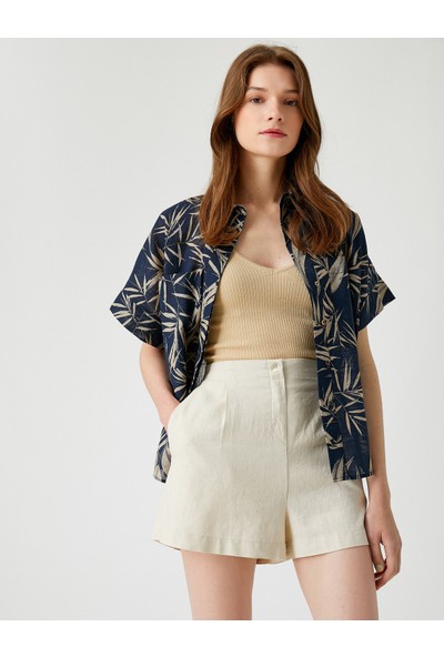 Koton Kadın Keten Şort Yüksek Bel