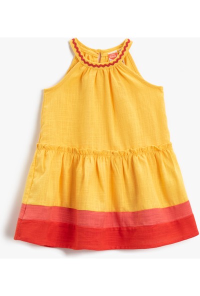 Koton Kız Bebek Renk Bloklu Elbise Pamuklu