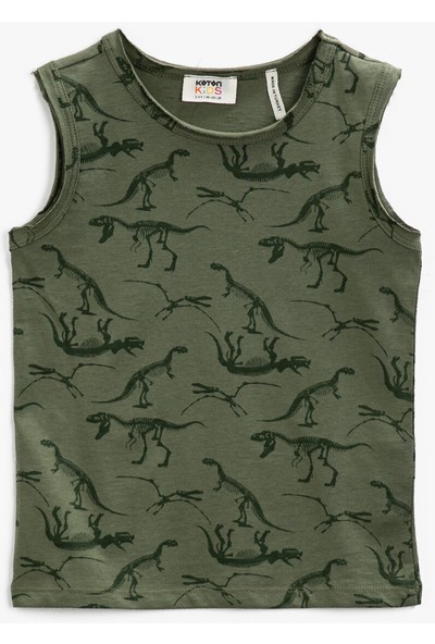 Koton Kids Baskılı Atlet Pamuklu Bisiklet Yaka