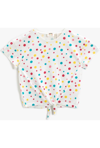 Koton Kız Çocuk Puantiyeli T-Shirt Bisiklet Yaka Kısa Kollu
