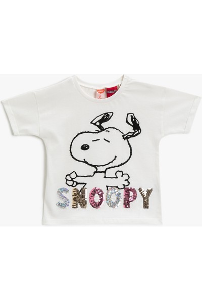 Koton Kız Bebek Snoopy Tişört Lisanslı Pullu Pamuklu Koton Kız Bebek Snoopy Tişört Lisanslı Pullu Pamuklu