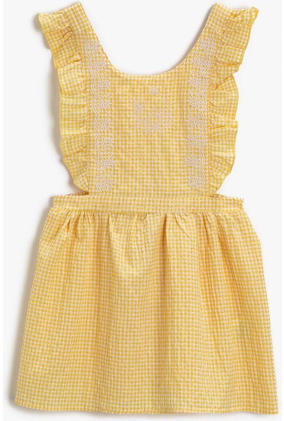 Koton Kız Bebek Kareli Elbise Fırfırlı Pamuklu