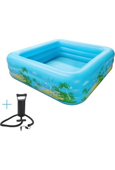 Reidan Şişme Havuz Mirakey 220 * 220 * 65CM Pompalı Açık Kapalı Plastik Yüzme Havuzları Aile ve Çocuklar Için