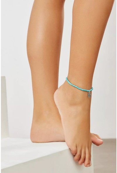 New Obsessions Turkuaz Boncuk Hamsa Altın Kaplama Halhal