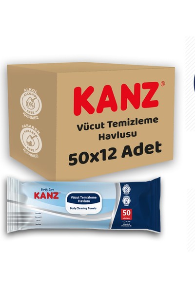 Kanz Vücut Temizleme Havlusu 12X50 Adet Kanz Vücut Temizleme Havlusu 12X50 Adet