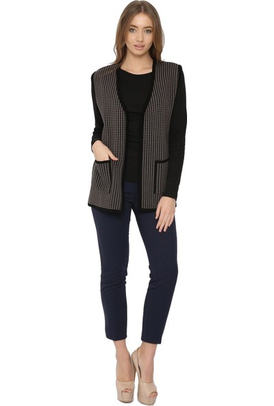 uludağ triko Kazayağı Desen Yelek / Siyah-Vizon uludağ triko Kazayağı Desen Yelek / Siyah-Vizon