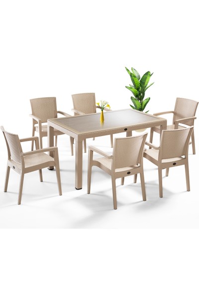 Novussi Liverno V2 6 Kişilik 90 x 150 cm Camlı Rattan Bahçe Balkon Masa Takımı Yeni Üretim Bahçe Mobilyası Novussi Liverno V2 6 Kişilik 90 x 150 cm Camlı Rattan Bahçe Balkon Masa Takımı Yeni Üretim Bahçe Mobilyası
