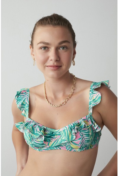 Penti Çok Renkli Palm Neon Frill Balen Bikini Üstü Penti Çok Renkli Palm Neon Frill Balen Bikini Üstü