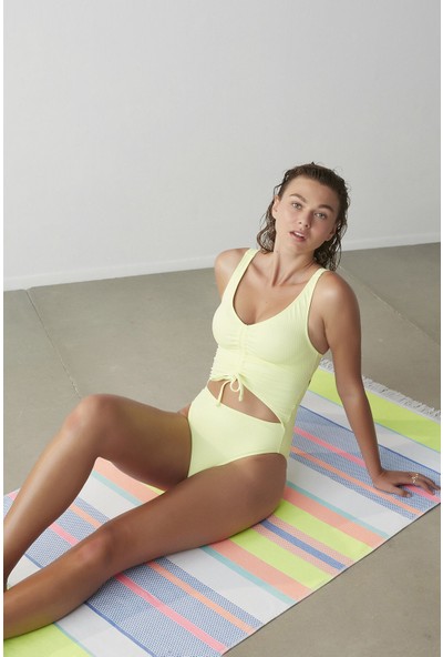 Penti Parlak Yeşil Ribbed Basic Monokini Penti Parlak Yeşil Ribbed Basic Monokini