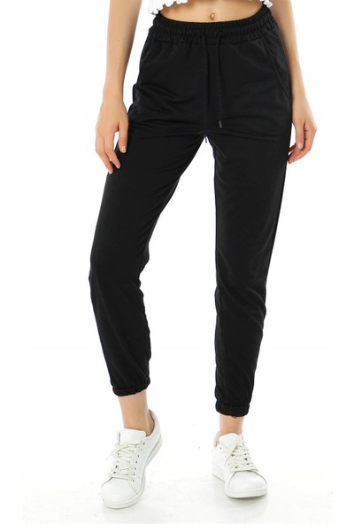 Zincir Moda Bel Paça Lastikli Eşofman Altı - Siyah Zincir Moda Bel Paça Lastikli Eşofman Altı - Siyah