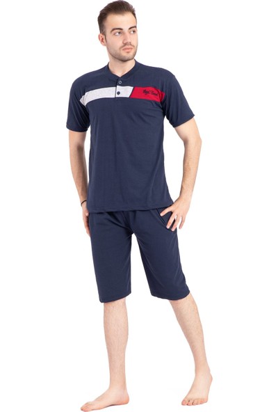 Tampap Erkek Kaprili Pijama Takımı Düğmeli Tampap 2065