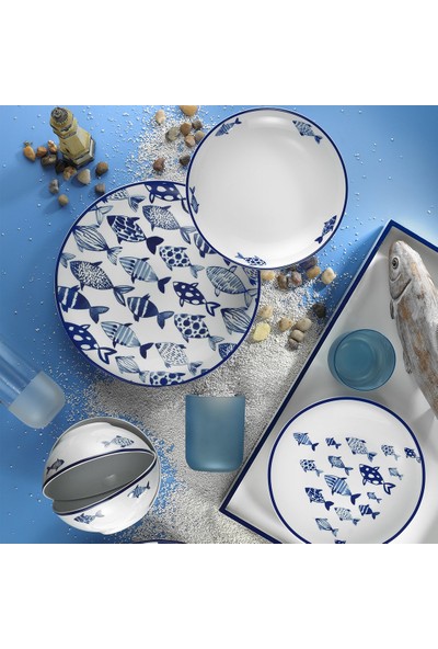 Kütahya Porselen Marine Serisi 24 Parça 11407 Desen Yemek Seti