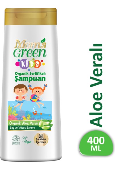 Mom's Green Organik Aloe Veralı Kids- Çocuk Şampuanı 400 ml Mom's Green Organik Aloe Veralı Kids- Çocuk Şampuanı 400 ml