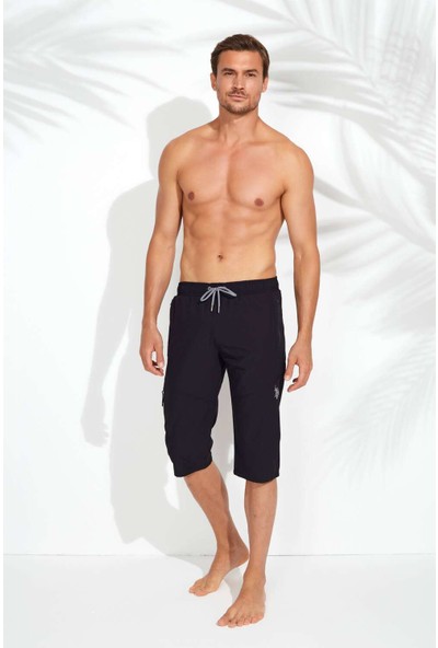 U.s. Polo Assn. Erkek Siyah Extra Uzun Deniz Şortu