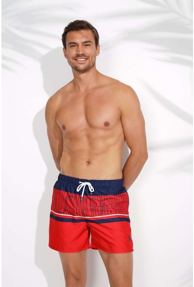 U.s. Polo Assn. Erkek Kırmızı Orta Boy Deniz Şortu